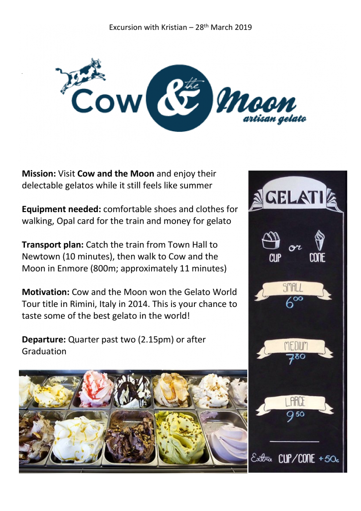 Student Excursion - Cow & the Moon: Artisan Gelato - MEGA